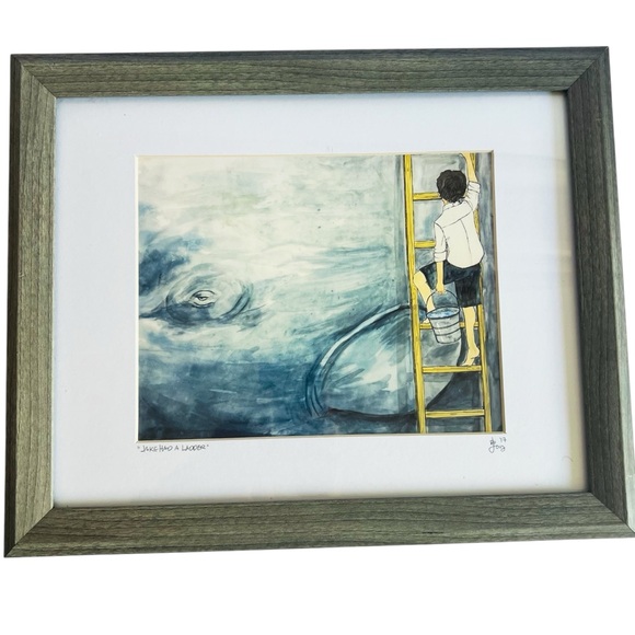 Art | Artist Joy Jake Had A Ladder Wood Framed Signed Art | Poshmark